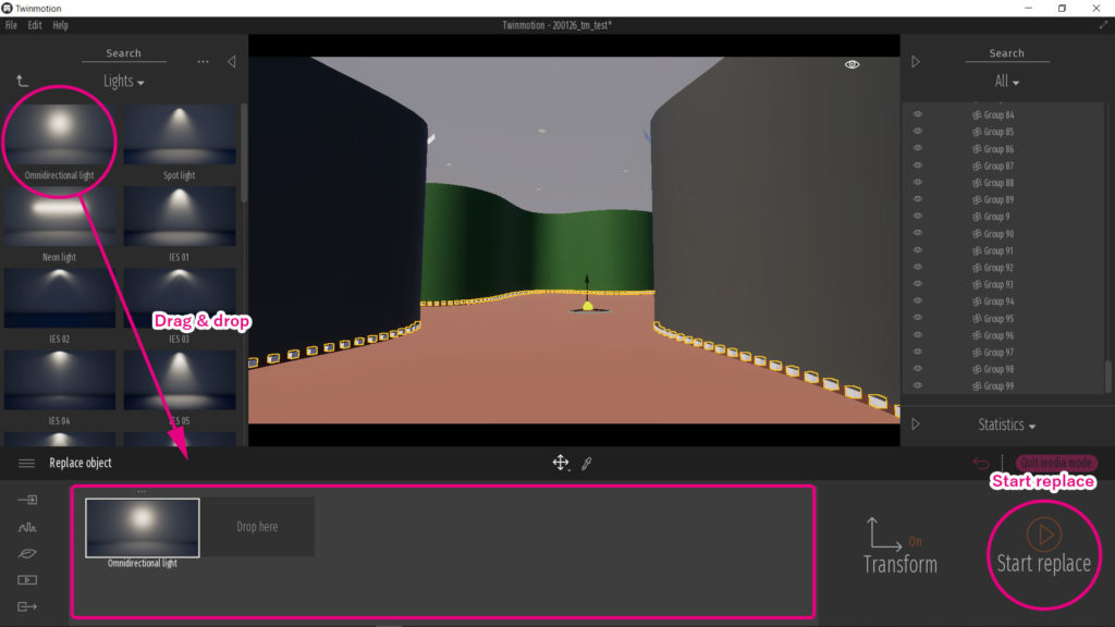 【Twinmotion】Making Curved Indirect Light using “Replace object ...